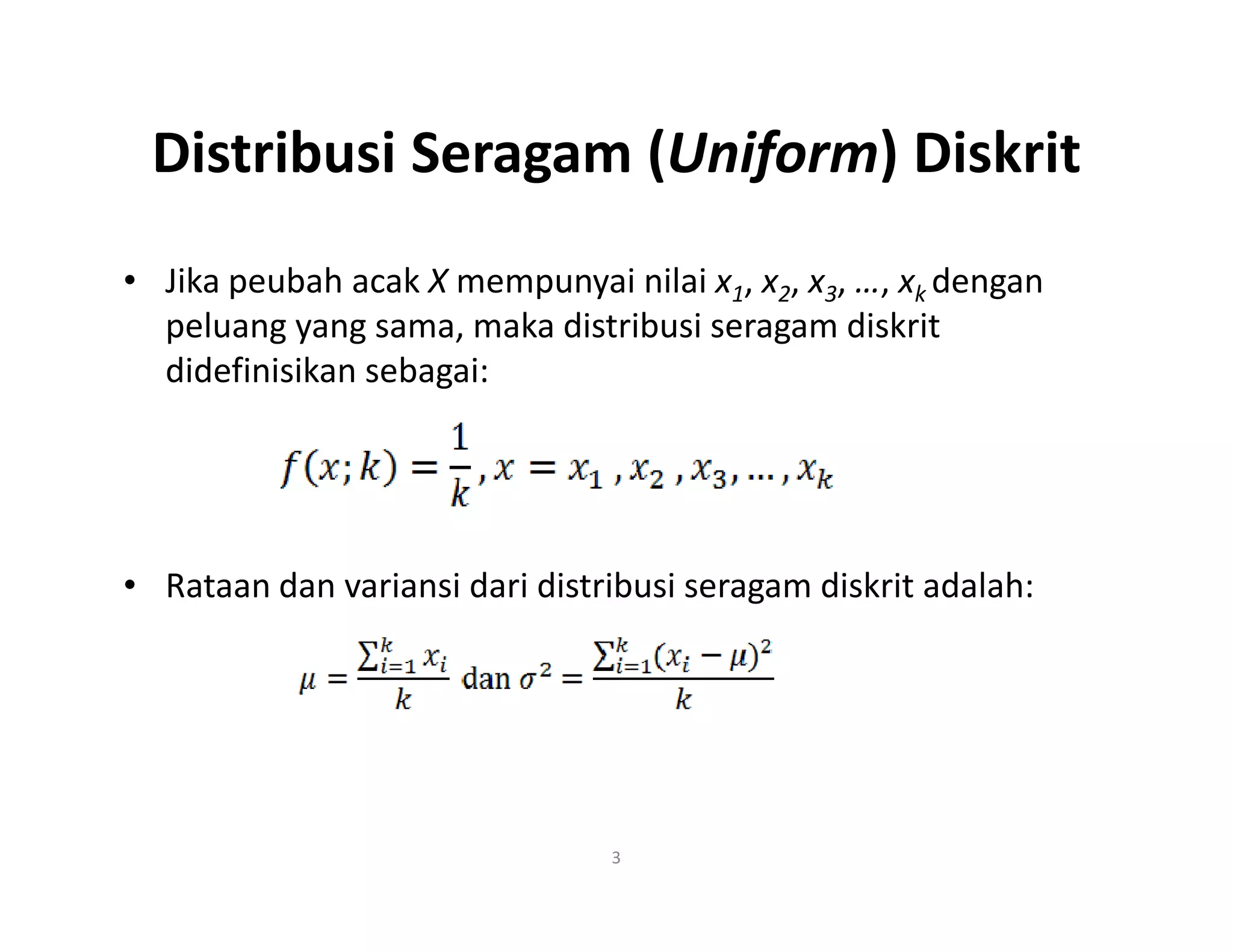Beberapa distribusi peluang diskrit (1) | PDF