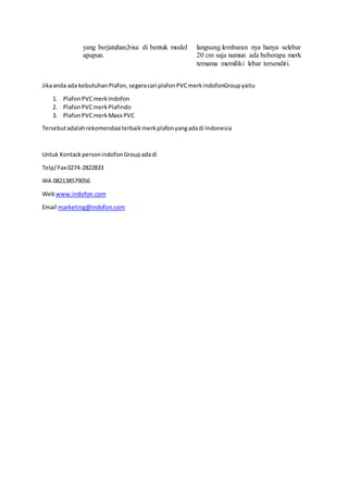 Beberapa kelebihan dan kekurangan plafon pvc | PDF