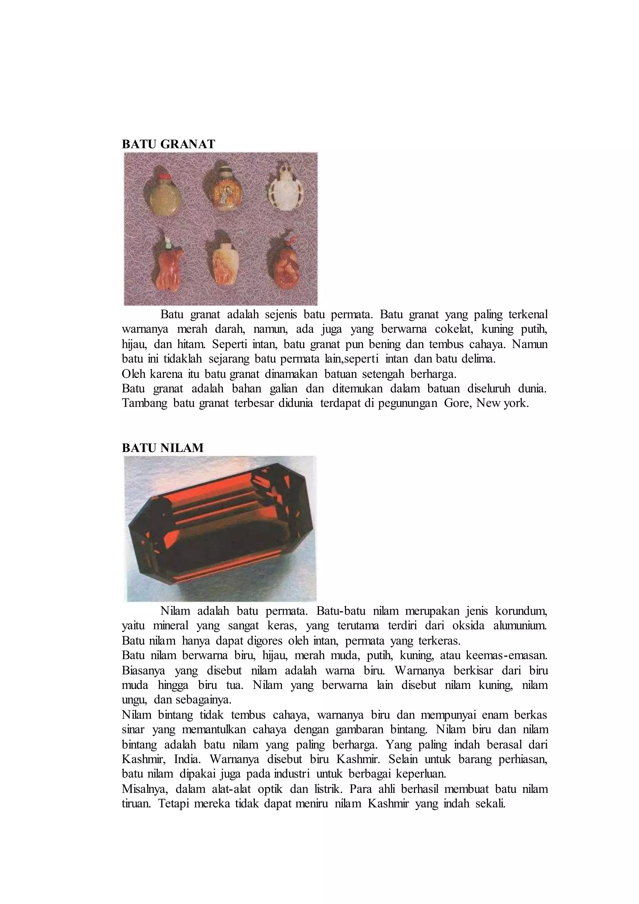 JENIS-JENIS BATU ALAM DAN BATU BUATAN | DOCX