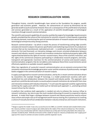 Commercialization model | DOCX | Business | Business and Finance