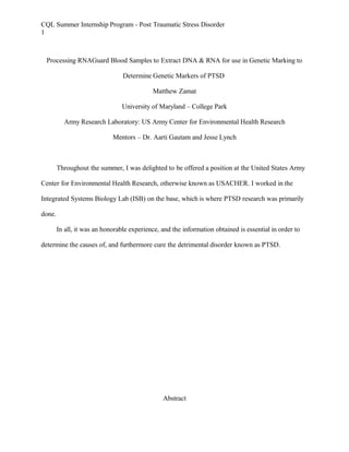 Processing RNAGuard Blood Samples to Extract DNA & RNA for use in ...