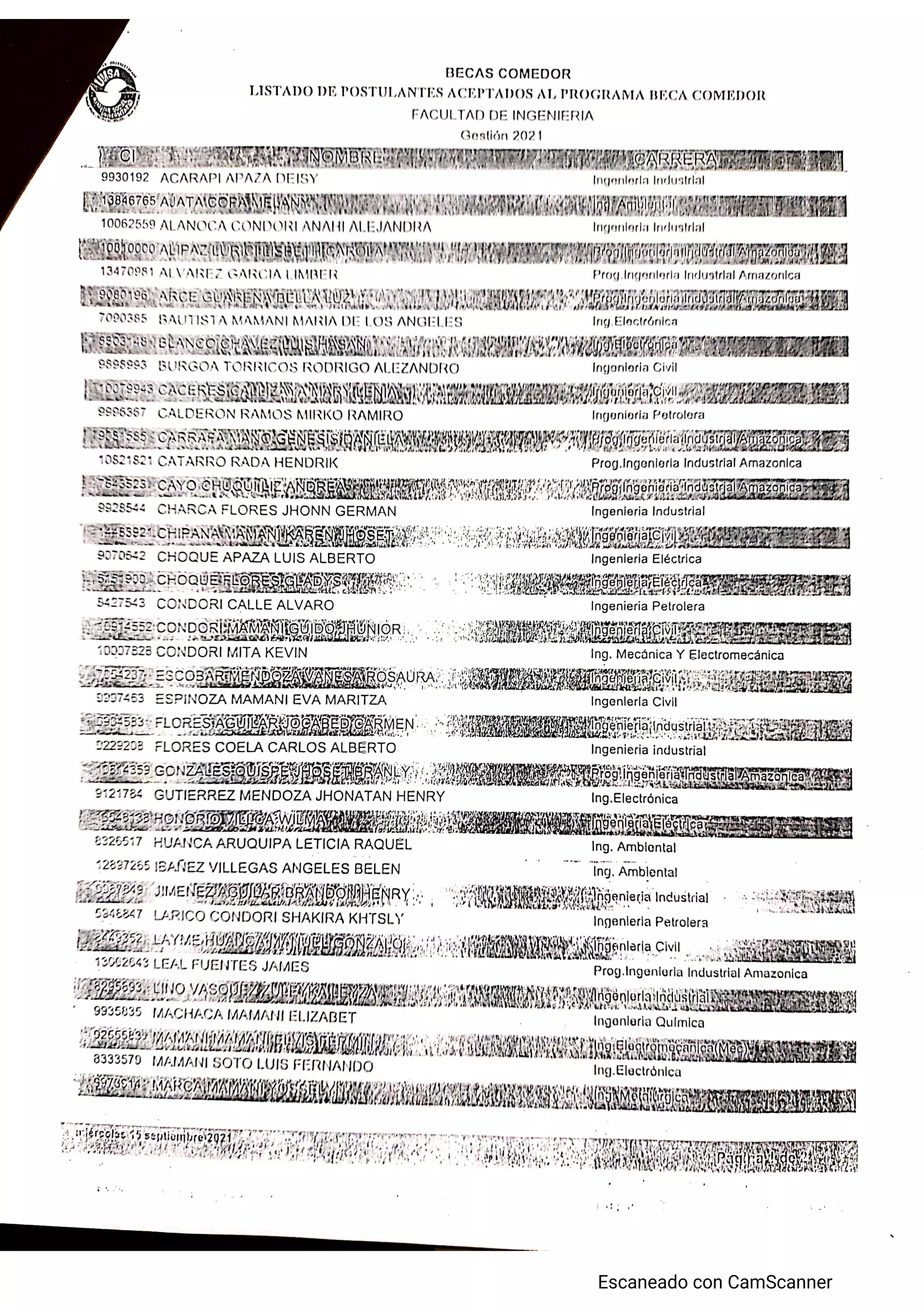 Beca comedor 2021 | PDF