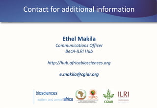 BecA-ILRI Hub: Building bioscience technology platforms for Africa’s ...