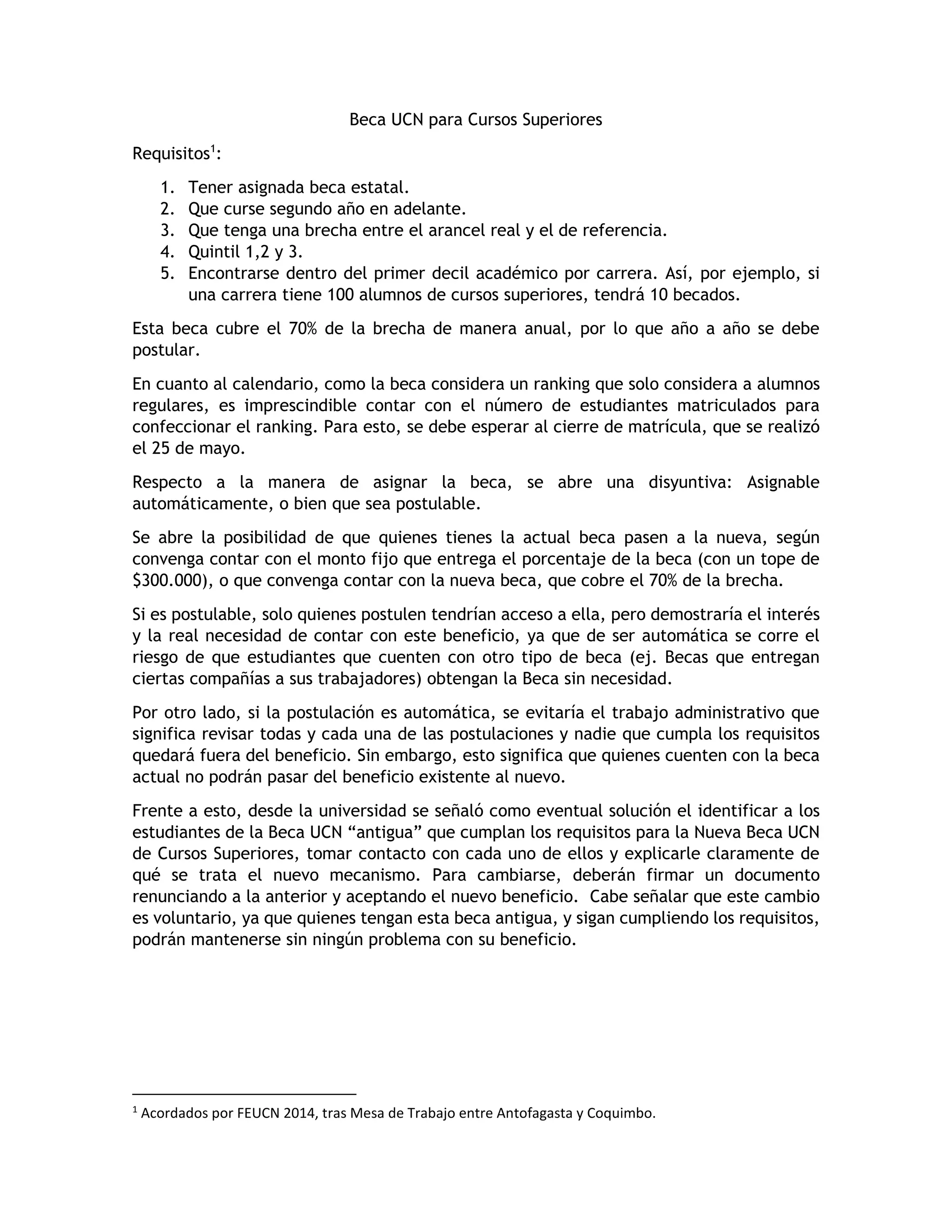 Beca ucn para cursos superiores | PDF