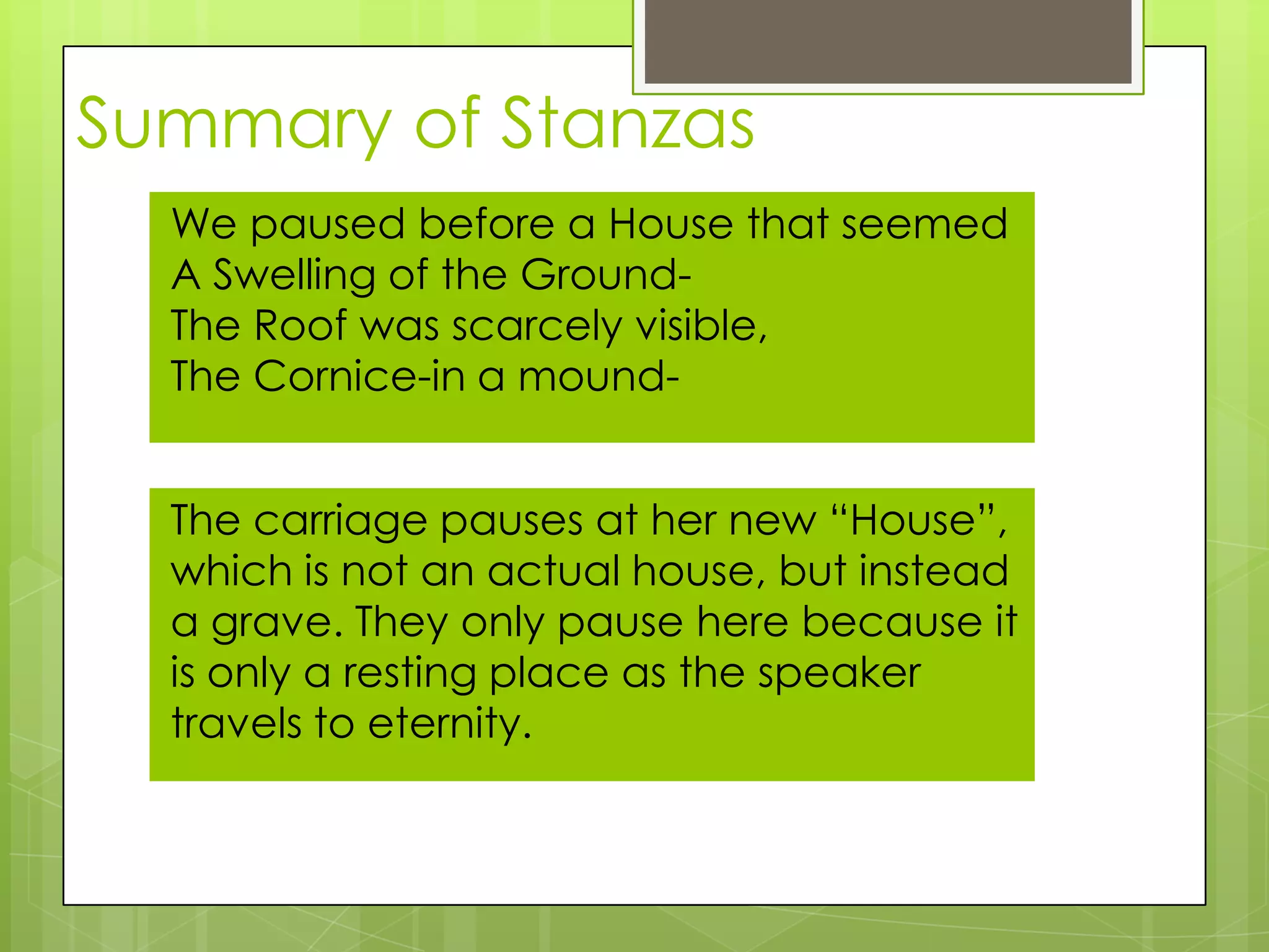 "Because i could not stop for death" by Emily Dickinson | PPTX
