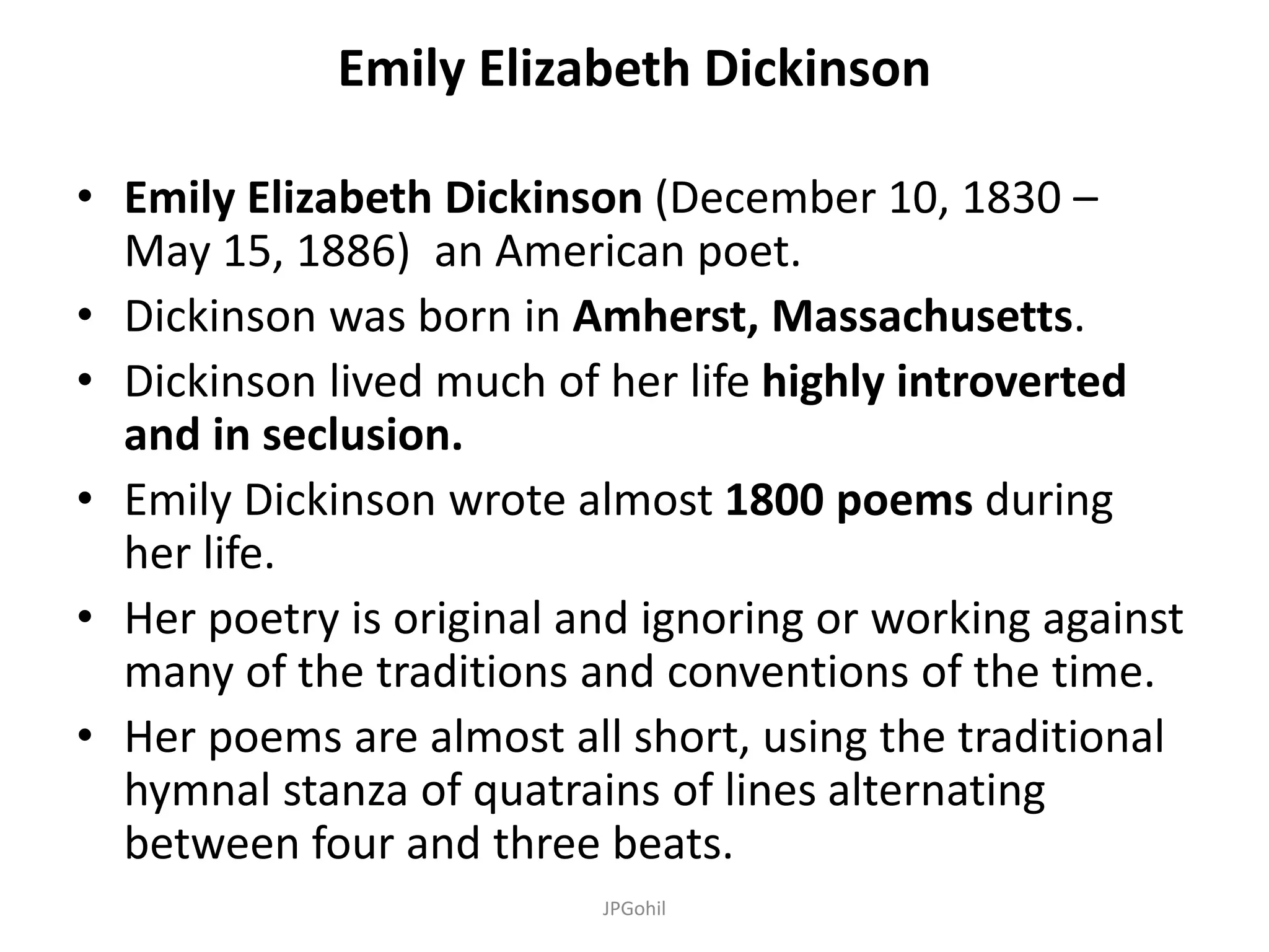 Module-3 American Poetry "Because I Could not Stop for Death By Emily ...