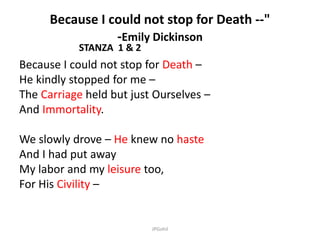 Module-3 American Poetry "Because I Could not Stop for Death By Emily ...