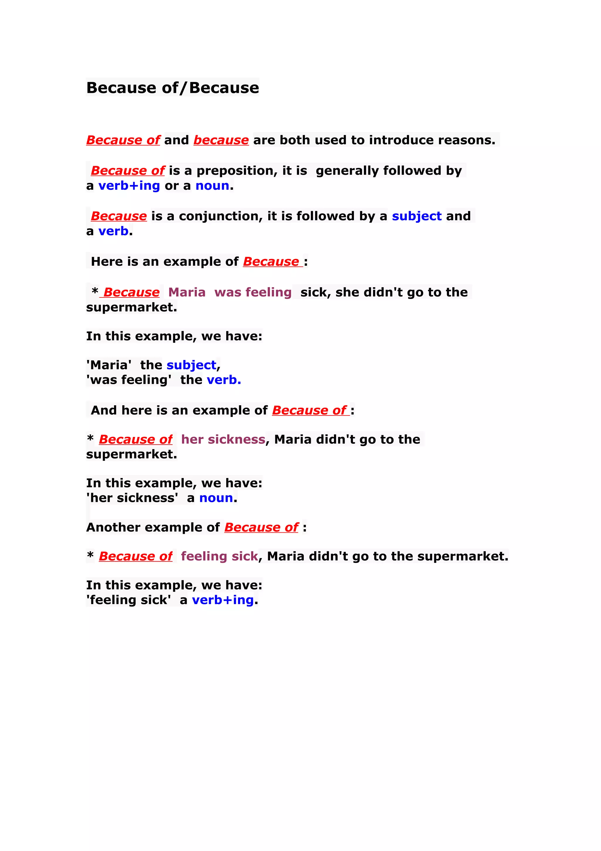 Because x because of | DOC