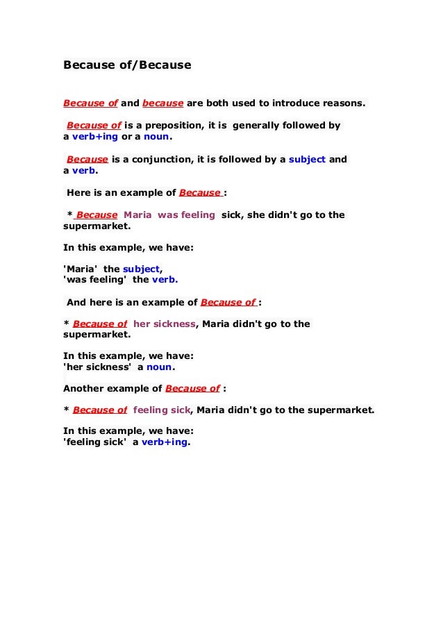 Because x because of