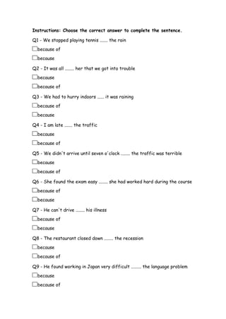 Because x because of exercises | DOC