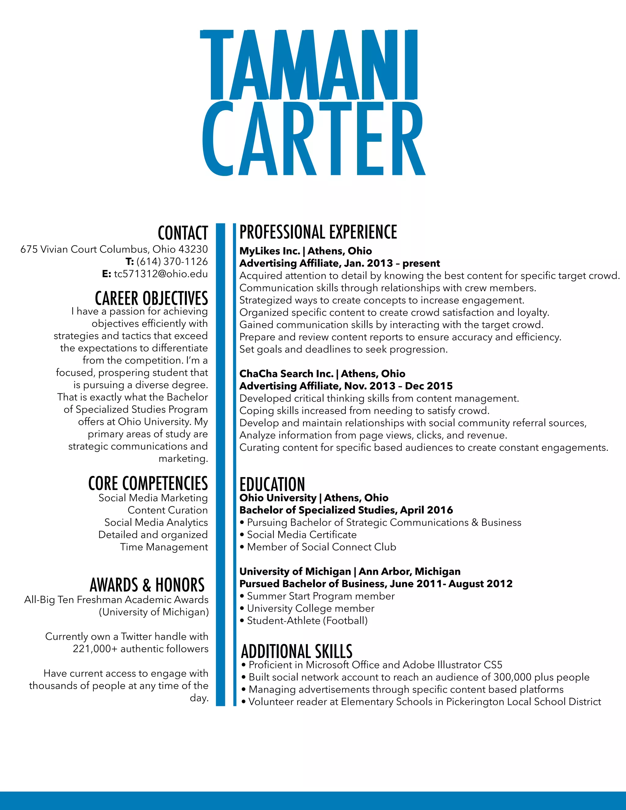 Tamani Carter Resume | PDF
