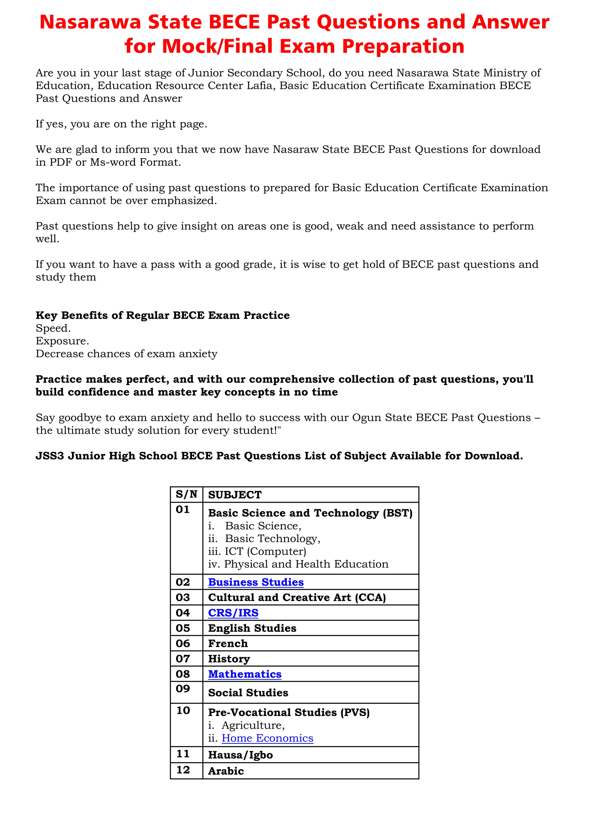 BECE Past Questions for Nasarawa State Lafia.pdf