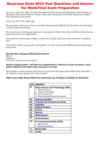 BECE Past Questions for Nasarawa State Lafia.pdf
