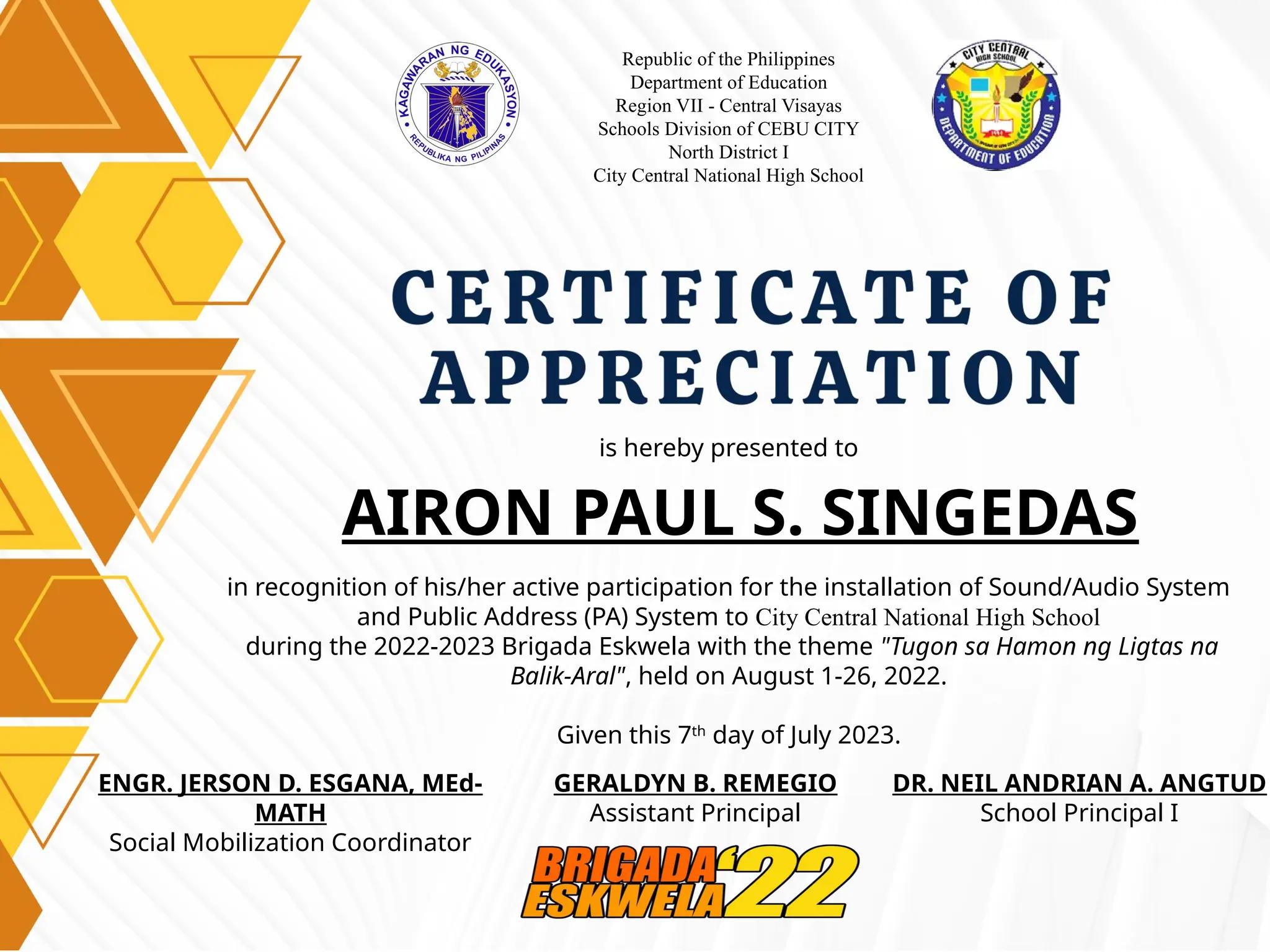BRIGADA ESKWELA CERTIFICATES OF APPRECIATION.pptx