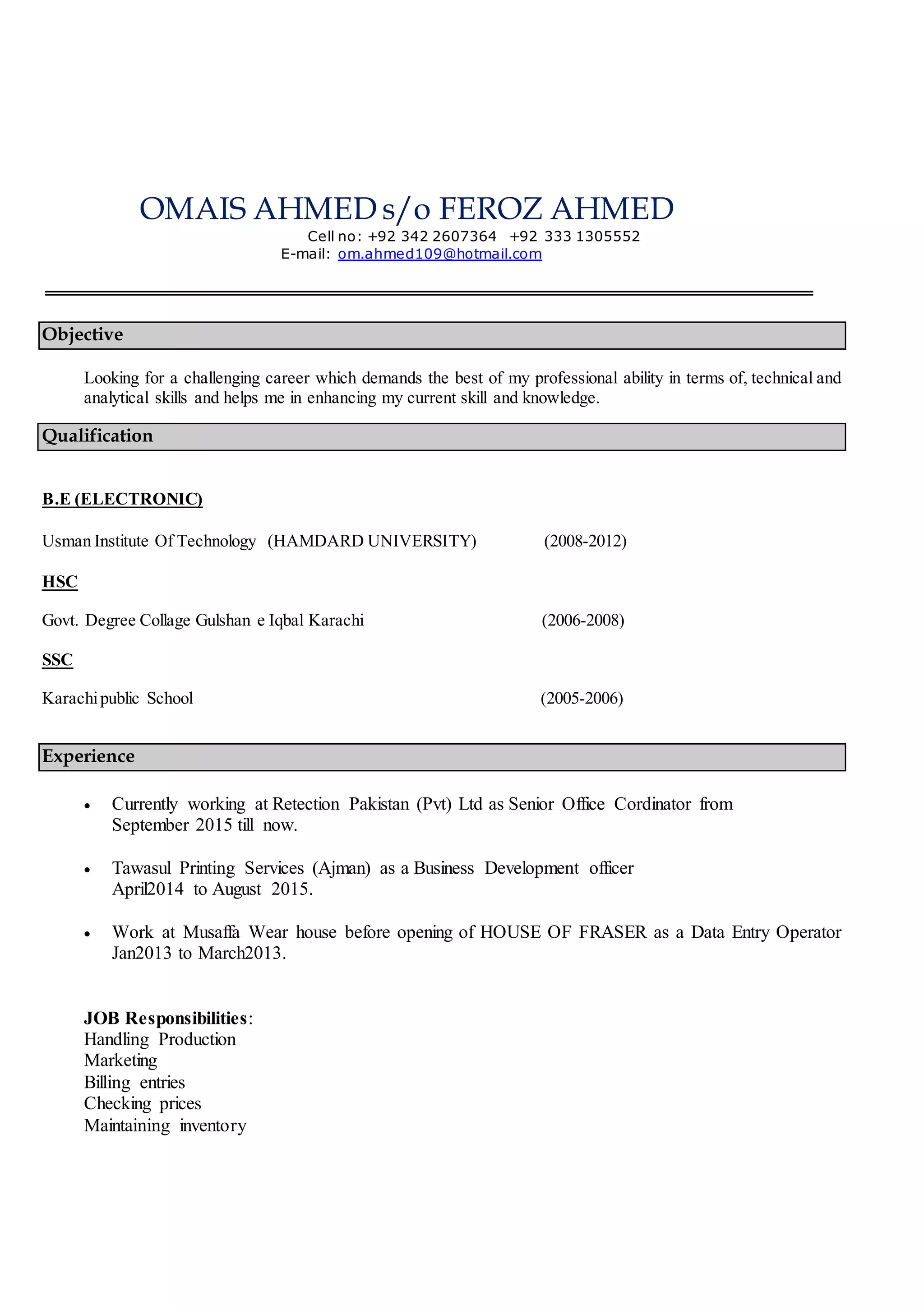 OMAIS AHMED cv (1) | DOCX