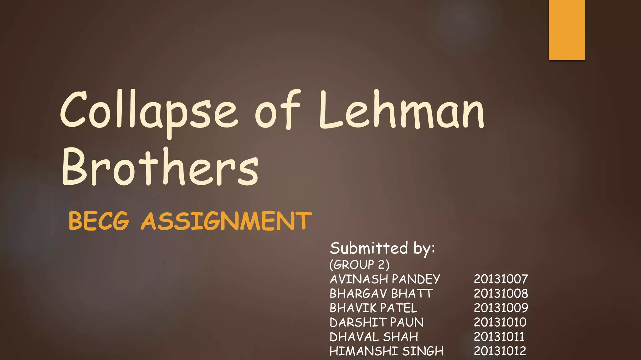 Lehman Brothers - Corporate Governance | PPTX