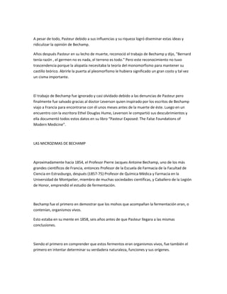Bechamp, pasteur y los microbios | RTF | Biological Sciences | Science