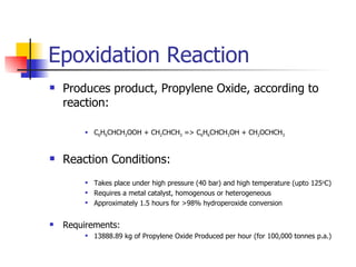 BE Chemical Engineering Design Project Production Of Propylene Oxide | PPT