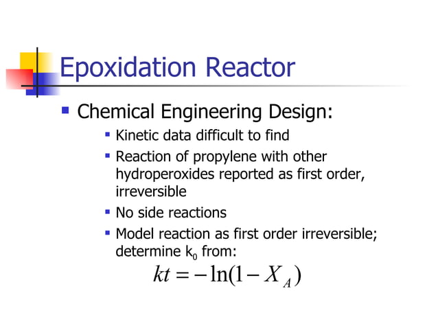 Be Chemical Engineering Design Project Production Of Propylene Oxide Ppt