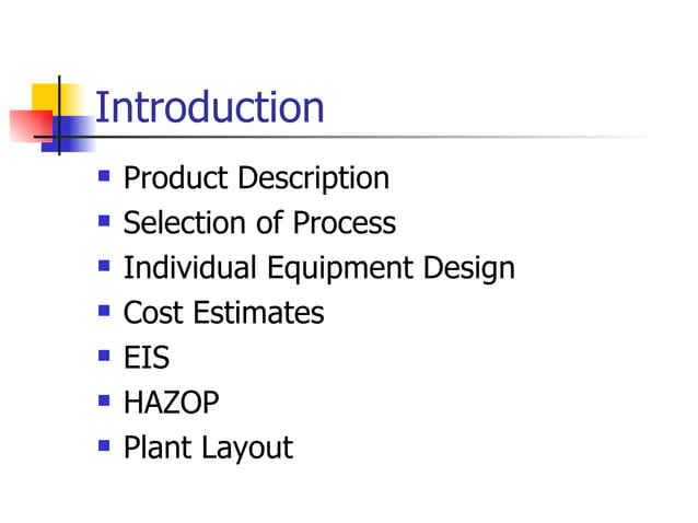 Be Chemical Engineering Design Project Production Of Propylene Oxide Ppt