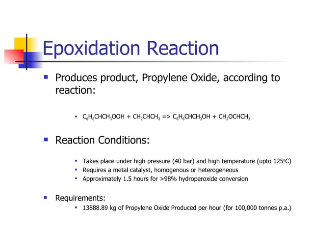 Be Chemical Engineering Design Project Production Of Propylene Oxide