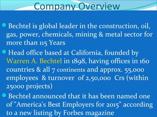 Bechtel epc | PPT | Civil Engineering Industry | Industries