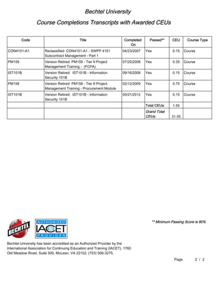 Bechtel University Transcript | PDF