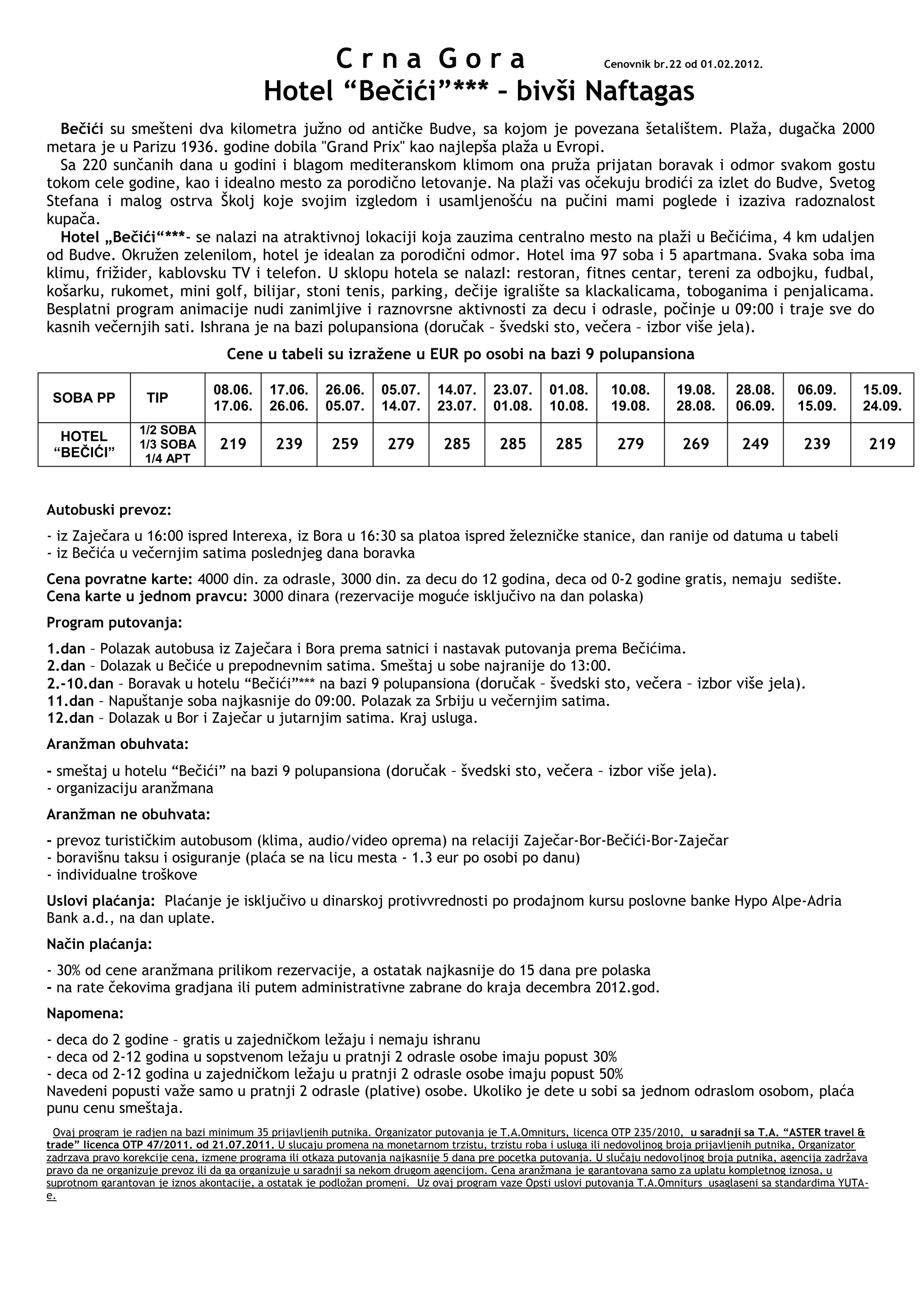 Crna Gora-Bečići 2012 | PDF