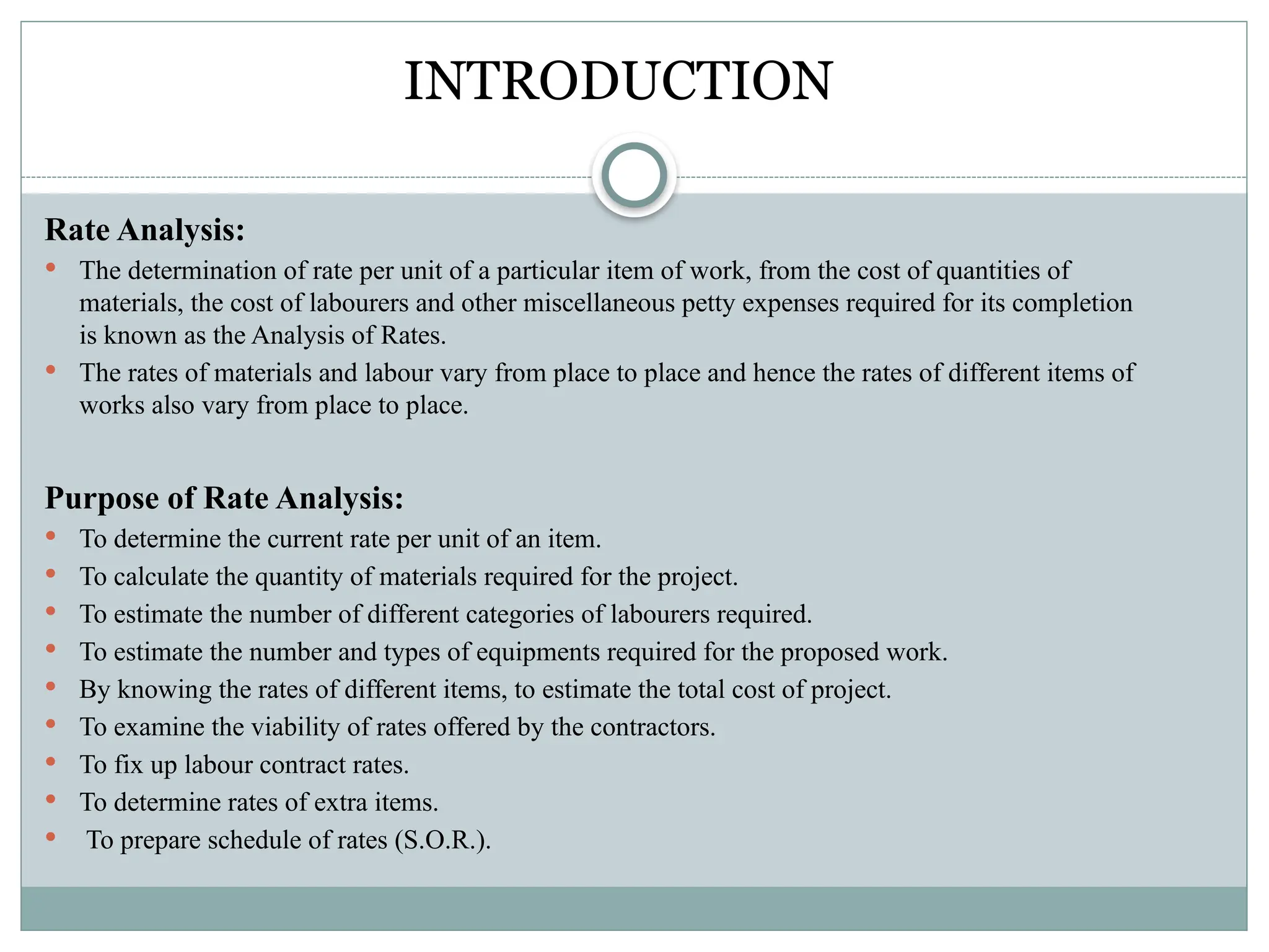 BE Civil_Rate Analysis 2024.pptx rate analy | PPTX