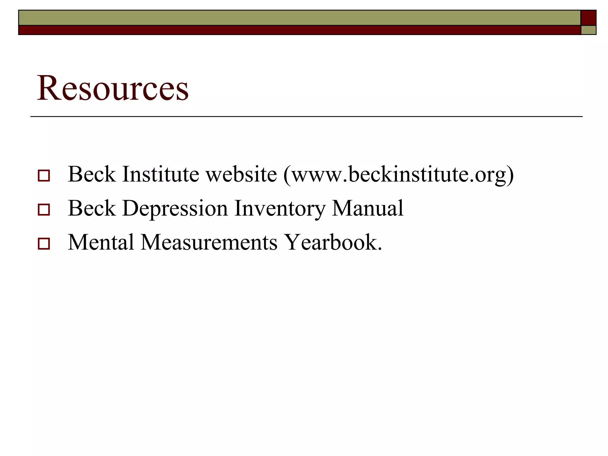 Beck depression inventory | PPTX