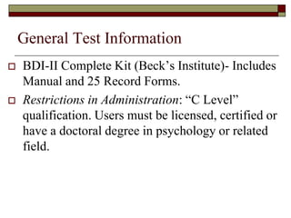 Beck depression inventory | PPTX