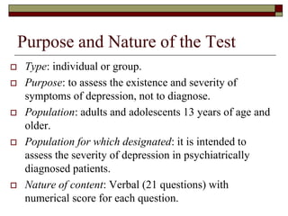 Beck depression inventory | PPTX
