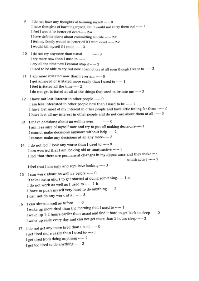 Beck depression inventory BDI.pdf | Mental Health | Diseases and Conditions