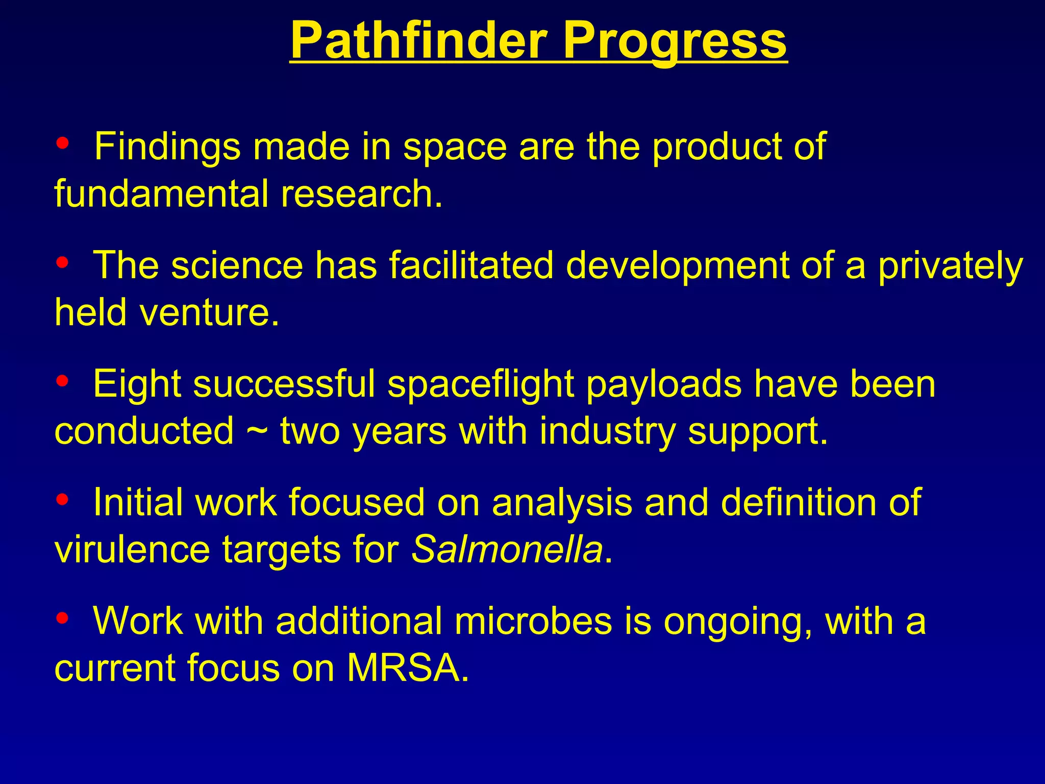 ISS National Laboratory Pathfinder Missions | PPT