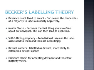 Becker's Labelling Theory & Interactionism | PPTX