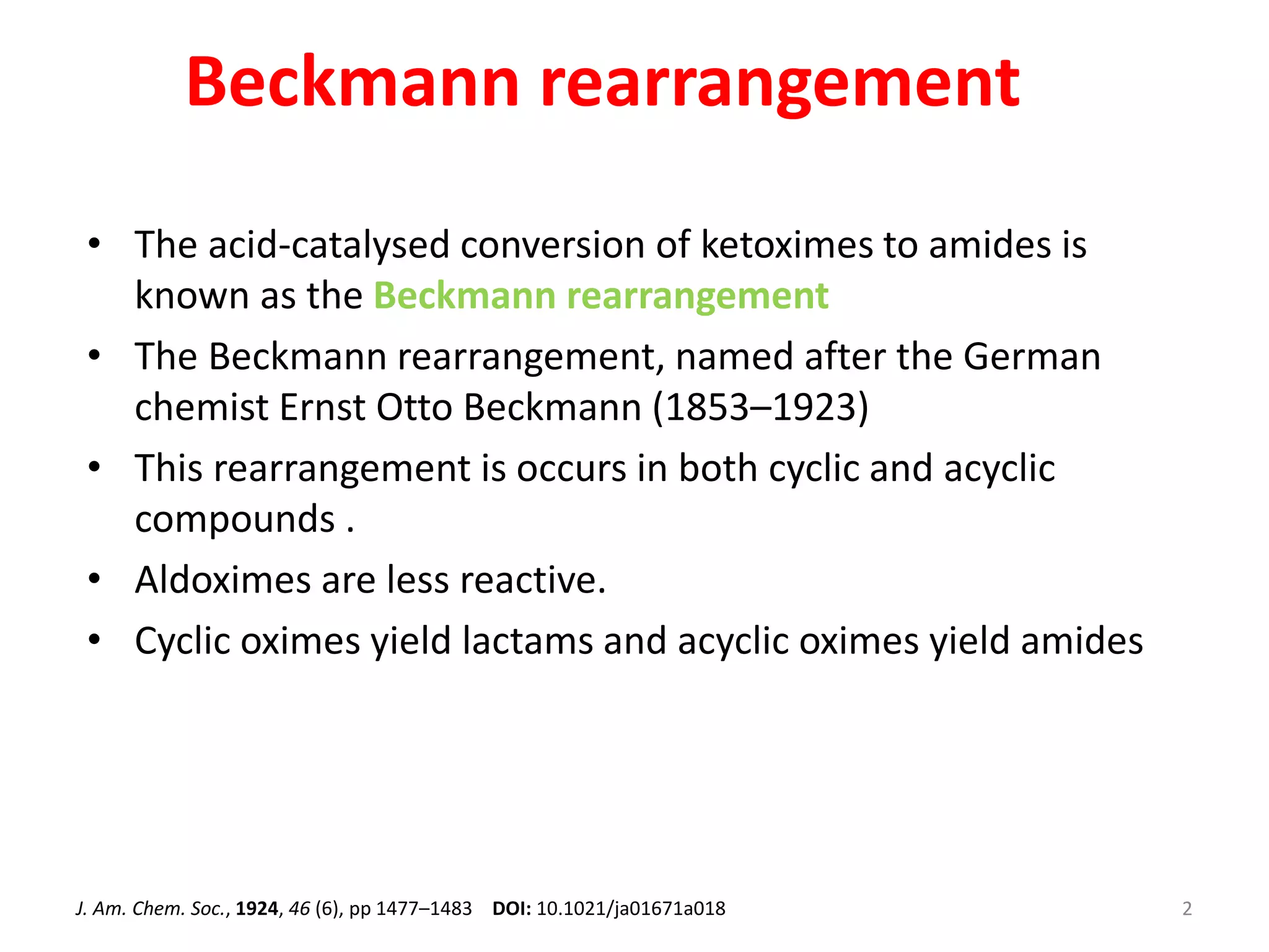 Beckmann rearrangement ppt | PPTX
