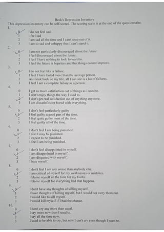 Test - Beck's Depression Inventory | PDF