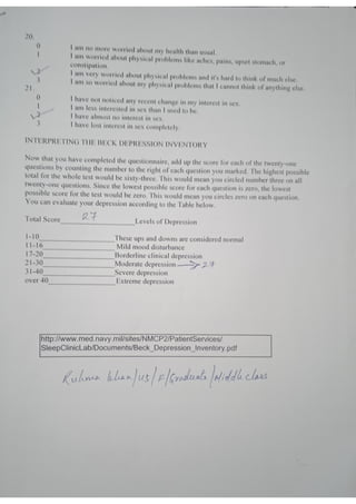 Test - Beck's Depression Inventory | PDF