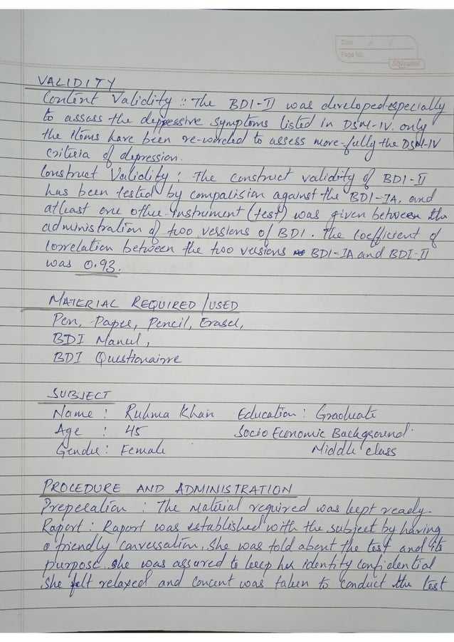 Test - Beck's Depression Inventory | PDF