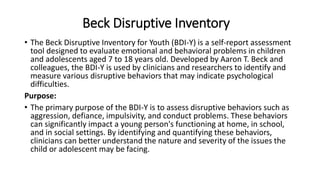 BECK YOUTH INVENTORY in psychological testing | PPTX