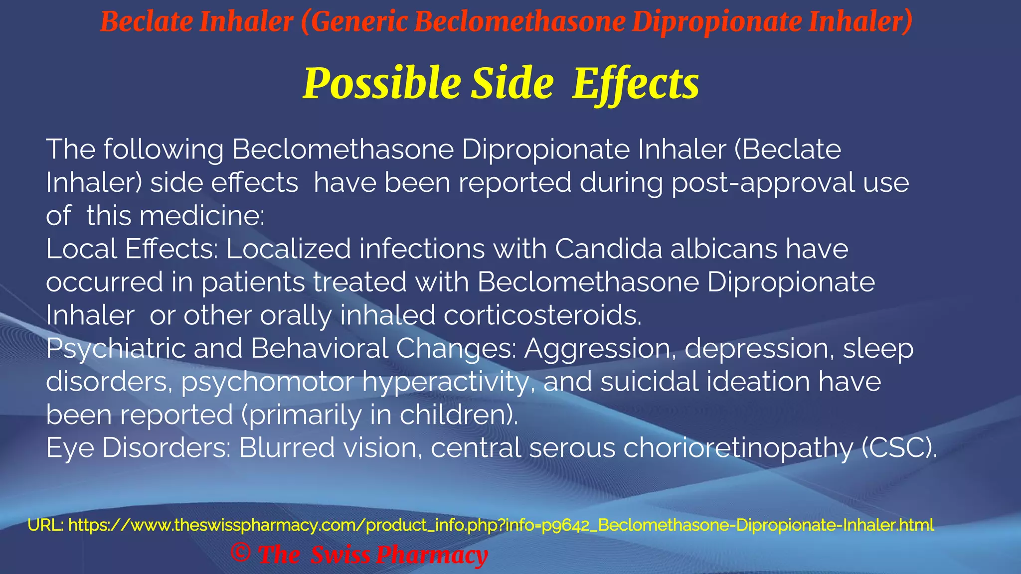 Beclate Inhaler (Generic Beclomethasone Dipropionate Inhaler) | PPT