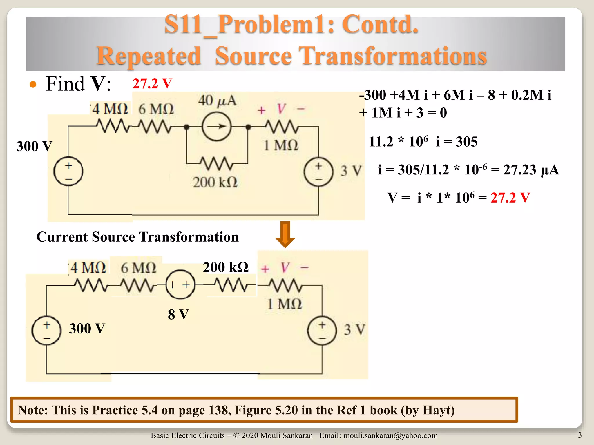 Basic Electric Circuits Session11 AB Homework Solutions | PPT