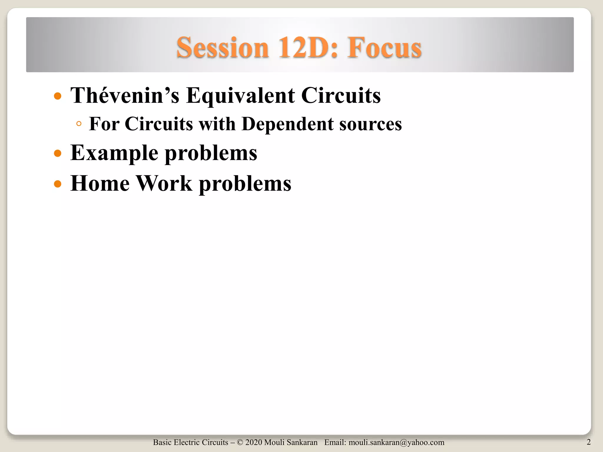 Basic Electric Circuits Session 12D | PPTX