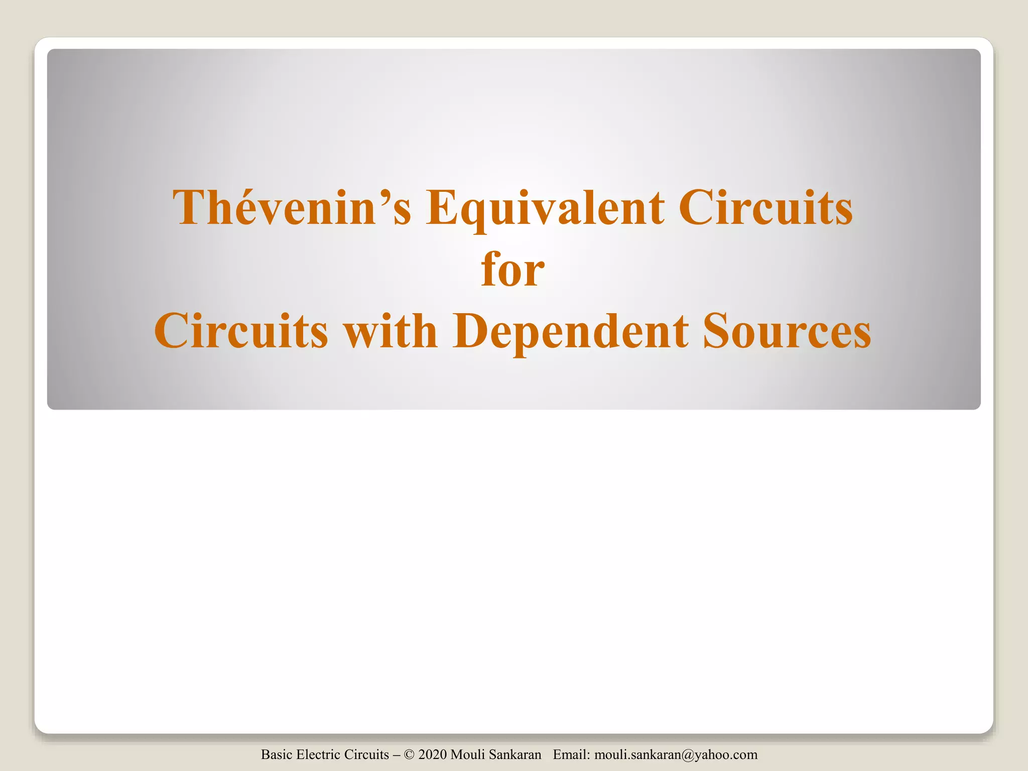 Basic Electric Circuits Session 12D | PPTX