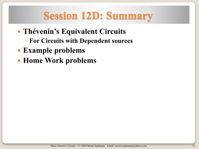 Basic Electric Circuits Session 12D | PPT