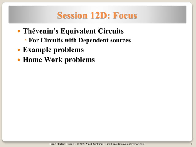 Basic Electric Circuits Session 12D | PPT