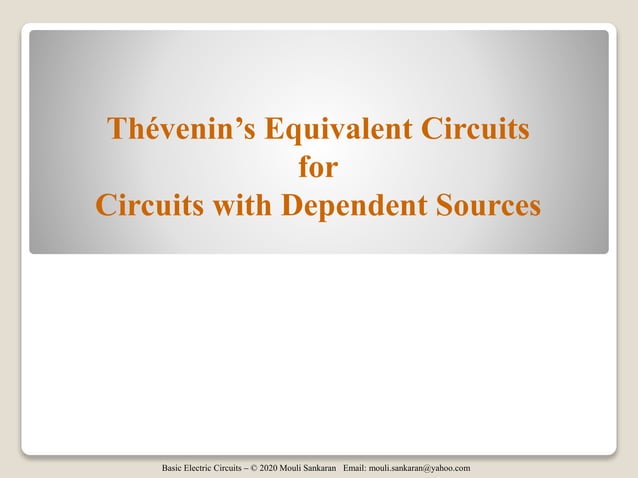 Basic Electric Circuits Session 12D | PPT
