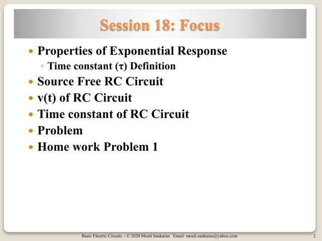 Basic Electric Circuits Session 18 Ppt