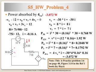 Basic Electric Circuits Session 5 Homework problems | PPT
