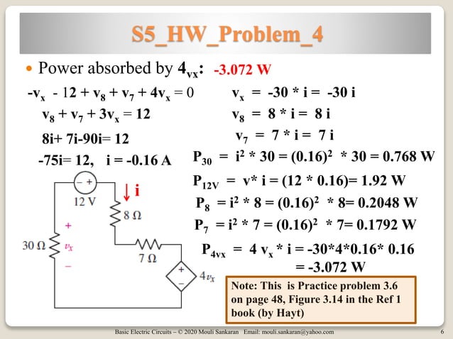 Basic Electric Circuits Session 5 Homework problems | PPT